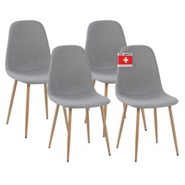 ALBATROS Esszimmerstuhl FANO mit Stoff Bezug, 4er Set Grau, stilvolles Vintage Design, belastbar mit 110Kg, Polsterstuhl - Moderner K&uuml;chenstuhl