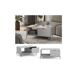 VICCO Couchtisch Eliza 90 x 50 cm, Grau, moderner Wohnzimmertisch mit Schublade