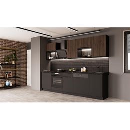 K&uuml;chen-Preisbombe K&uuml;che SIENA + MONZA BASIC LOFT 280 K&uuml;chenzeile K&uuml;chenblock Einbauk&uuml;che Nussbaum