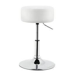 Juskys Schminktisch Hocker Tonia rund &Oslash; 33 cm, h&ouml;henverstellbar 49 - 64 cm, Kunstleder&uuml;berzug Wei&szlig;