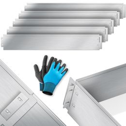 Kesser&reg; Rasenkante Beeteinfassung Beetumrandung 5 bis 50m Beetbegrenzung Rasenbleche M&auml;hkante Metall Palisade Inkl. Handschuhe