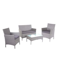 MCW 2-1-1 Poly-Rattan Garten-Garnitur Hamar, Sitzgruppe Lounge-Set Sofa ~ grau, Kissen anthrazit