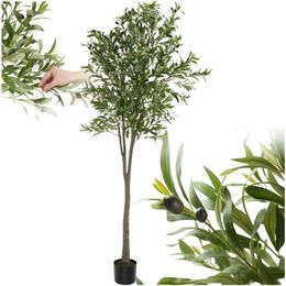 TecTake&reg; K&uuml;nstlicher Olivenbaum, verschiedene Gr&ouml;&szlig;en, mit viel Volumen, stabiler Kunststoff-Blumentopf
