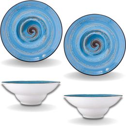 SPIRAL Tiefe Teller 2er-Set, 22,5 cm, modernes Design, Porzellan, hitzebest&auml;ndig