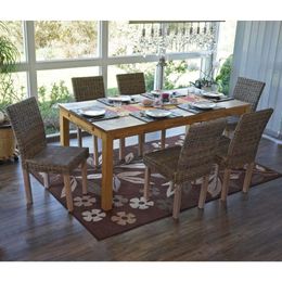 MCW 6er-Set Esszimmerstuhl Korbstuhl Stuhl K&uuml;chenstuhl Littau, Kubu-Rattan