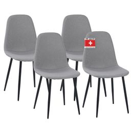 ALBATROS Esszimmerstuhl BARI mit Stoff Bezug, 4er Set Grau, stilvolles Vintage Design, belastbar mit 110Kg, Polsterstuhl - Moderner K&uuml;chenstuhl, Stuhl Esszimmer oder Esstisch Stuhl