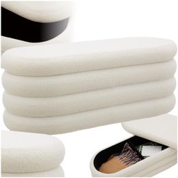 TecTake&reg; Polsterbank mit Stauraum , mit Samt oder Boucl&eacute;, Belastbarkeit 150 kg, 110 x 45 x 42 cm
