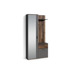 ByLiving Garderobe JAKOB, Breite 97 cm, Old Wood (Altholz-Optik)/anthrazit