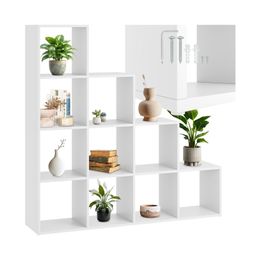 TecTake&reg; B&uuml;cherregal, praktisches W&uuml;rfeldesign, rutschfeste Bodenschoner, 130 x 29 cm x 130 cm