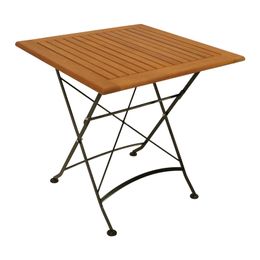 DEGAMO Klapptisch Hofgarten 75x75cm, Flachstahl schwarz + Eukaylptus, FSC&reg;-zertifiziert