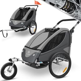 Kesser&reg; Kinderanh&auml;nger Fahrradanh&auml;nger 360&deg; Drehbar mit Federung 2in1 Joggerfunktion Kinderfahrradanh&auml;nger + 5-Punkt Gurt Jogger Fahrrad Anh&auml;nger f&uuml;r 1 bis 2 Kinder max. 40kg