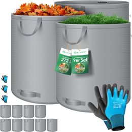 Kesser&reg; Gartensack Set Laubsack Gartenabfallsack inkl. Handschuhe - Selbststehend 4 Griffe Stabil Robust & Faltbar - Laubs&auml;cke Rasenschnitt Gartens&auml;cke f&uuml;r Gartenabf&auml;lle Gr&uuml;nschnitt