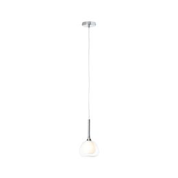 Brilliant Lampe Hadan Pendelleuchte 10cm chrom/wei&szlig;-transparent 1x D45, E14, 40W, geeignet f&uuml;r Tropfenlampen (nicht enthalten) In der H&ouml;he einstellbar / Kabel k&uuml;rzbar