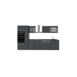 VICCO K&uuml;chenzeile R-Line 350 cm Schwarz Beton Anthrazit ohne Arbeitsplatte