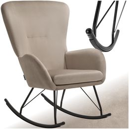 TecTake&reg; Schaukelstuhl , dicke Polsterung, mit Samt-Bezug, robustes Stahlgestell, 70 x 93 x 100 cm, Belastbarkeit 120 kg