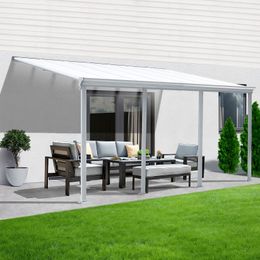 Terrassen&uuml;berdachung Aluminium 618 cm als Bausatz Sichtschienen und Hohlkammerplatten Wei&szlig;