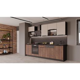 K&uuml;chen-Preisbombe K&uuml;che MONZA + ARONA BASIC LOFT 280 K&uuml;chenzeile K&uuml;chenblock Nu&szlig;baum Kaschmir matt