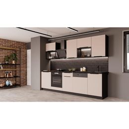 K&uuml;chen-Preisbombe K&uuml;che ARONA BASIC LOFT 280 K&uuml;chenzeile K&uuml;chenblock Einbauk&uuml;che Kaschmir Schwarz
