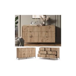 VICCO Sideboard Eliza Viking Oak 140 x 81 cm mit 7 Schubladen