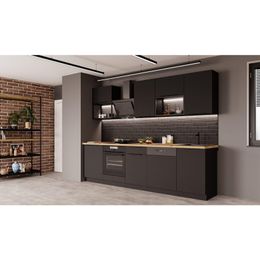 K&uuml;chen-Preisbombe K&uuml;che SIENA BASIC LOFT 280 cm K&uuml;chenzeile K&uuml;chenblock Einbauk&uuml;che Schwarz matt