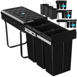 TecTake&reg; Abfallsammler, 3-fach M&uuml;lltrennung, 3x10L, f&uuml;r Schr&auml;nke ab 30 cm Breite, 26 x 48 x 42 cm