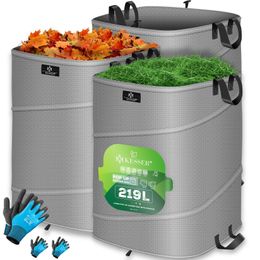 Kesser&reg; Pop-Up-Gartensack Laubsack Gartenabfallsack inkl. Handschuhe Selbststehend mit Griffen Stabil Robust & Faltbar Laubs&auml;cke Rasenschnitt Gartens&auml;cke f&uuml;r Gartenabf&auml;lle Gr&uuml;nschnitt