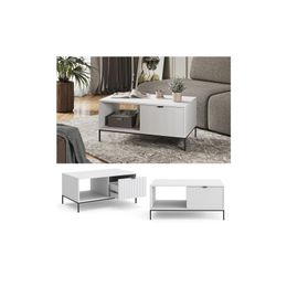 VICCO Couchtisch Eliza Wei&szlig; 90 x 45 cm mit einer Schublade