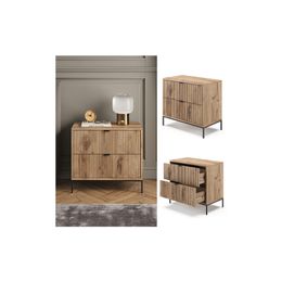 VICCO Nachttisch Eliza Viking Oak 66 x 60 cm mit 2 Schubladen