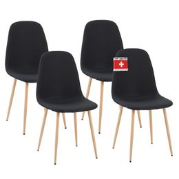 ALBATROS Esszimmerstuhl FANO mit Stoff Bezug, 4er Set Schwarz, stilvolles Vintage Design, belastbar mit 110Kg, Polsterstuhl - Moderner K&uuml;chenstuhl