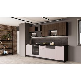 K&uuml;chen-Preisbombe K&uuml;che ARONA + MONZA BASIC LOFT 280 cm K&uuml;chenzeile K&uuml;chenblock Nu&szlig;baum Kaschmir