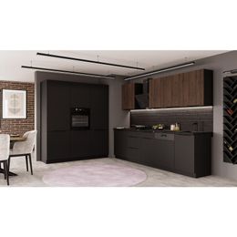 K&uuml;chen-Preisbombe K&uuml;che SIENA + MONZA 280 + 180 cm K&uuml;chenzeile K&uuml;chenblock Einbauk&uuml;che Nussbaum