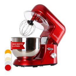 Klarstein Bella K&uuml;chenmaschine 1800 W / 2,7 PS 5 Ltr Edelstahl BPA-frei Rot