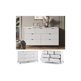 VICCO Sideboard Eliza Wei&szlig; 140 x 81 cm mit 7 Schubladen
