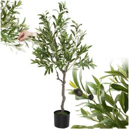 TecTake&reg; K&uuml;nstlicher Olivenbaum, verschiedene Gr&ouml;&szlig;en, mit viel Volumen, stabiler Kunststoff-Blumentopf