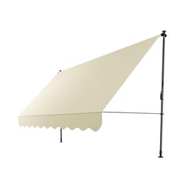 Juskys Klemmmarkise Kapstadt 350x120 cm - H&ouml;henverstellbar, ohne Bohren, wasserabweisend - Beige