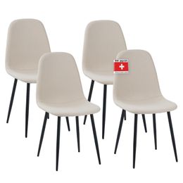 ALBATROS Esszimmerstuhl BARI mit Stoff Bezug, 4er Set Beige, stilvolles Vintage Design, belastbar mit 110Kg, Polsterstuhl - Moderner K&uuml;chenstuhl, Stuhl Esszimmer oder Esstisch Stuhl