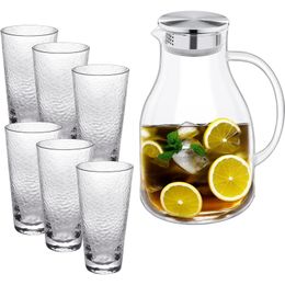 Wilmax Glaskrug 2,5L mit 6 Wassergl&auml;sern &agrave; 450 ml - Transparent