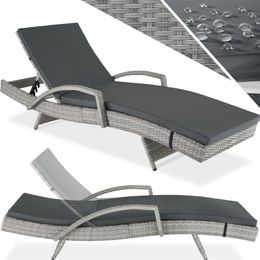 TecTake&reg; Aluminium Rattan Sonnenliege, wetterfest und UV-best&auml;ndig, abnehmbare Polsterauflage, 190 x 71 x 34 &ndash; 74,5 cm