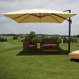 Gastronomie-Ampelschirm MCW-A96, 3x4m (&Oslash;5m) Polyester Alu/Stahl 26kg ~ creme ohne St&auml;nder, drehbar