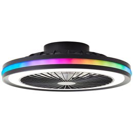 Brilliant LED-Deckenlampe mit Ventilator - 46, 5 cm, Schwarz, Metall & Kunststoff, Dimmbar, RGB & CCT-Farbsteuerung, mit Fernbedienung