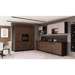K&uuml;chen-Preisbombe K&uuml;che MONZA ARONA LOFT 280 + 180 K&uuml;chenzeile K&uuml;chenblock Nussbaum Okapi Kaschmir