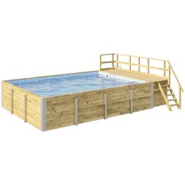 Rechteckpool Weka "595 Gr. 2 mit Sonnendeck und Technikraum", braun, B:416cm H:116cm L:644cm, Schwimmbecken, BxLxH: 416x644x116 cm