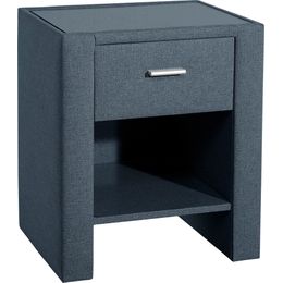 Nachttisch Home Affaire, blau, B:50cm H:61cm T:41cm, Tische, Nachtkonsole mit 1 Schubkasten und 1 Ablagefach