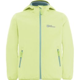 Softshelljacke Jack Wolfskin "FOURWINDS JACKET für Kinder", Kinder, Gr. 152, grün (cool matcha), Softshell, Obermaterial: 100% Polyester, sportlich, hoch geschlossener Ausschnitt, Langarm eingefasste Kante, Jacken