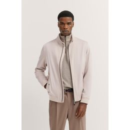 Blouson Bugatti, Herren, Gr. 48, beige (30, beige), 67% Baumwolle, 30% Polyamid, 3% Elasthan, unifarben, regular fit, Bündchen, Jacken, mit Stehkragen & Strickdetails