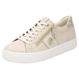 Plateausneaker Remonte, Damen, Gr. 38, beige (hellbeige), Leder, Schuhe Plateausneaker, Feizeitschuh, Halbschuh, Schn&uuml;rer, herausnehmbare Soft-Einlage