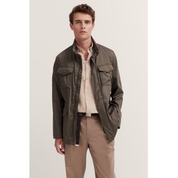 Langjacke Bugatti, Herren, Gr. 52, grün (180, oliv), 67% Baumwolle, 30% Polyamid, 3% Elasthan, unifarben, regular fit, normaler Saum, Jacken, mit Stehkragen