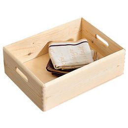 Kesper Stapelkiste Kiefer naturfarben 40 x 30 x 14 cm, mit Stapelleiste