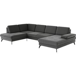 Sit & More Wohnlandschaft SIT & MORE "Morris U-Form, inkl. Sitztiefenverstellung", braun (schlamm), B:335cm H:82cm T:212cm, 95% Polyester 5% Polyamid, Sofas, wahlweise mit Armteilverstellung, Bettfunktion & Bettkasten