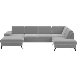 Sit & More Wohnlandschaft SIT & MORE "Morris U-Form, inkl. Sitztiefenverstellung", grau, B:335cm H:82cm T:212cm, 100% Polyester, Sofas, Wohnlandschaft, wahlweise mit Armteilverstellung, Bettfunktion & Bettkasten